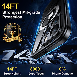 Humixx Design for Waterproof Case iPhone 14 Pro Max Case Compatible with MagSafe【IP68】【14FT Military Dropproof】 Built-in Screen Protector&Lens Protector for iPhone 14 Pro Max Magnetic Case Black