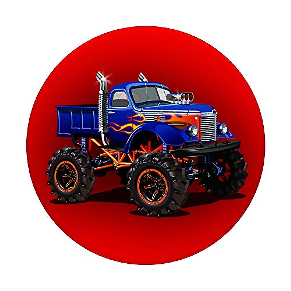 Boys Monster Truck With Flames Blue Red PopSockets Swappable PopGrip