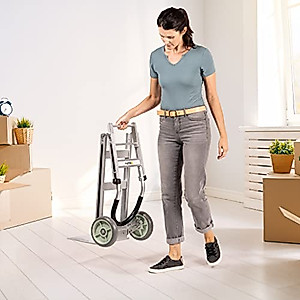 HaulPro Fully Assembled Foldable Hand Truck with 8" Mold-On Rubber Wheels – Horizontal Loop Handle. 500 Lb. Capacity Dolly for Travel, Moving and Office Use | 14 X 7.5 Extruded Aluminum Nose Plate