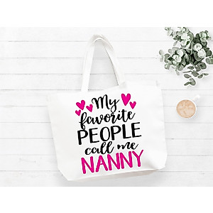COCOVICI Nanny Tote Bag | My Favorite People Call Me Nanny | Grandma Gifts | Nanny Gifts | Nanny Christmas Gift | Christmas Gift from Grandkids