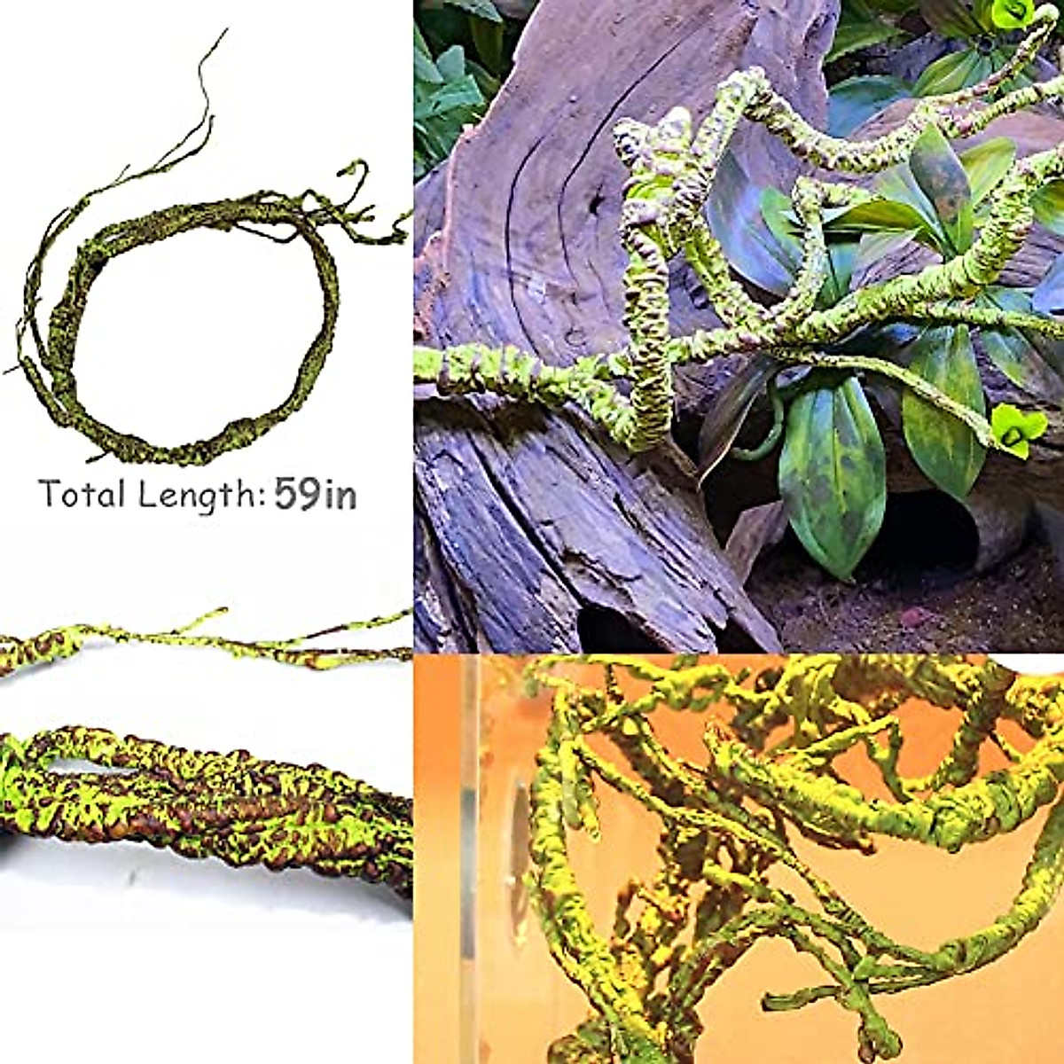 Hamiledyi Lizard Climbing Jungle Vines 9.8FT Flexible Reptile Leaves with Suction Cups Reptile Tank Habitat Decor for Gecko, Snakes,Chameleon,Bearded Dragon