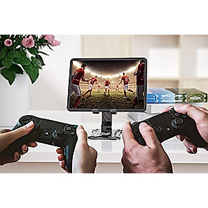 ZiXuan Cell Phone Stand for Desk. Adjustable Office Phone Stand Foldable Angle Height Phone Holder Compatible with 4.7inch-13inch Smartphone/iPad/Tablet. (Black)