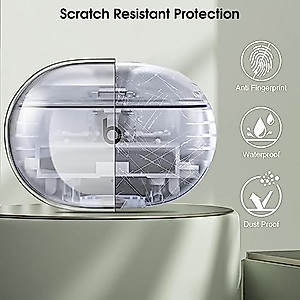 Fintie Clear Case for New Beats Studio Buds + (2023) / Beats Studio Buds 2021, Anti-Lost Shockproof Earbuds Protective Cover with Keychain Carabiner Support Wireless Charging, Crystal Clear