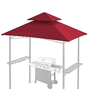 BenefitUSA Double Tiered Replacement Canopy ONLY for 8x5Ft Barbecue Gazebo, Outdoor Grill Shelter Replacement Canopy Top (Burgundy)