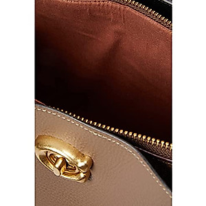 COACH Color-Block Leather with Coated Canvas Signature Interior Willow Tote Dark Stone One Size