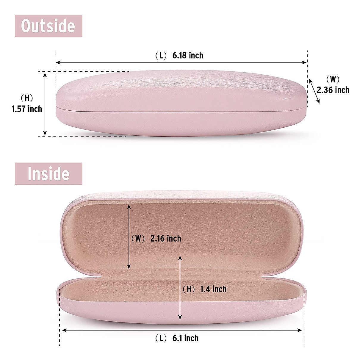 Marvolia Glasses Case Hard Shell Eyeglasses Case PU Leather Protective Case for Sunglasses Eyeglasses with Cleaning Cloth for Men Women - Pink