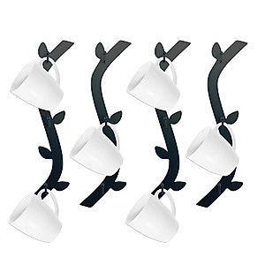 Ecqizer Coffee Mug Wall Rack Coffee Mug Trees for Wall Metal Mug Rack Wall Mounted Coffee Bar Decor Coffee Cup Holder Wall Mounted 4pcs Black