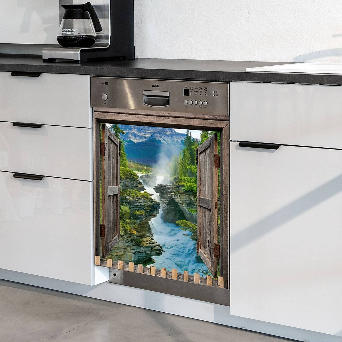 Dishwasher Magnet Cover Athabasca Falls Gorge Jasper Canada Magnetic Refrigerator Stickers Decorative Appliance Cover Fridge Panels Metal Door Garage 23x26in