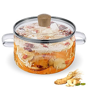 Glass Saucepan with Lid, 1.6L/54oz Heat Resistant Glass Stovetop Pot with Handles Non-Stick Borosilicate Glass Stovetop Soup Pot Glass Cooking Pot Safe Clear Cooking Pot for Soup Milk Sauce Pasta