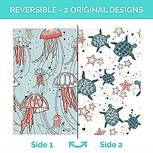 JumpOff Jo - Large Waterproof Foam Padded Play Mat for Infants, Babies, Toddlers, Play Pens & Tummy Time, Foldable Activity Mat, 70 in. x 59 in. - Seaside