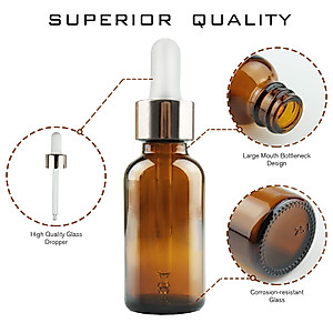 1 Oz Glass Dropper Bottles,24 pack Amber Glass Bottles with Eye Droppers,30ml Tincture Bottles, Leak Proof Travel Bottles for Liquids