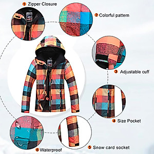 HOTIAN Ski jacket Snowboard Jacket Womens High Windproof Colorful Snow Jacket Pants Set (style-9, L)