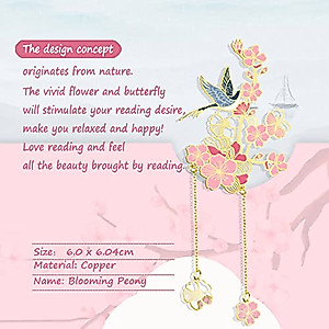 Pemilosci Bookmarks Flower Pendant in Gift Box Mothers Teachers Friends Birthday Christmas Retirement Cute Gifts for Teacher Friends Coworkers Friend Reader Book Lovers Women (Cherry Blossom)