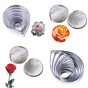 10 Pcs Austin Rose Cutter Set and 2 Pcs Rose Petals Shape Silicone Fondant Mold Veining Petal Sugar Flower Making Tool Cake Decorating Gumpaste Flowers Decor Kit