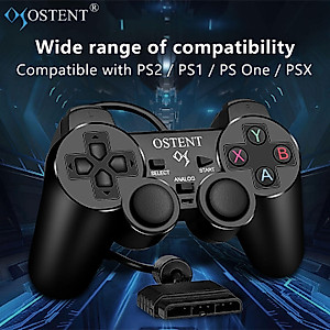 OSTENT Wired Analog Controller Gamepad Joystick Joypad for Sony Playstation PS2 PS1 PS One PSX Console Dual Shock Vibration Video Games