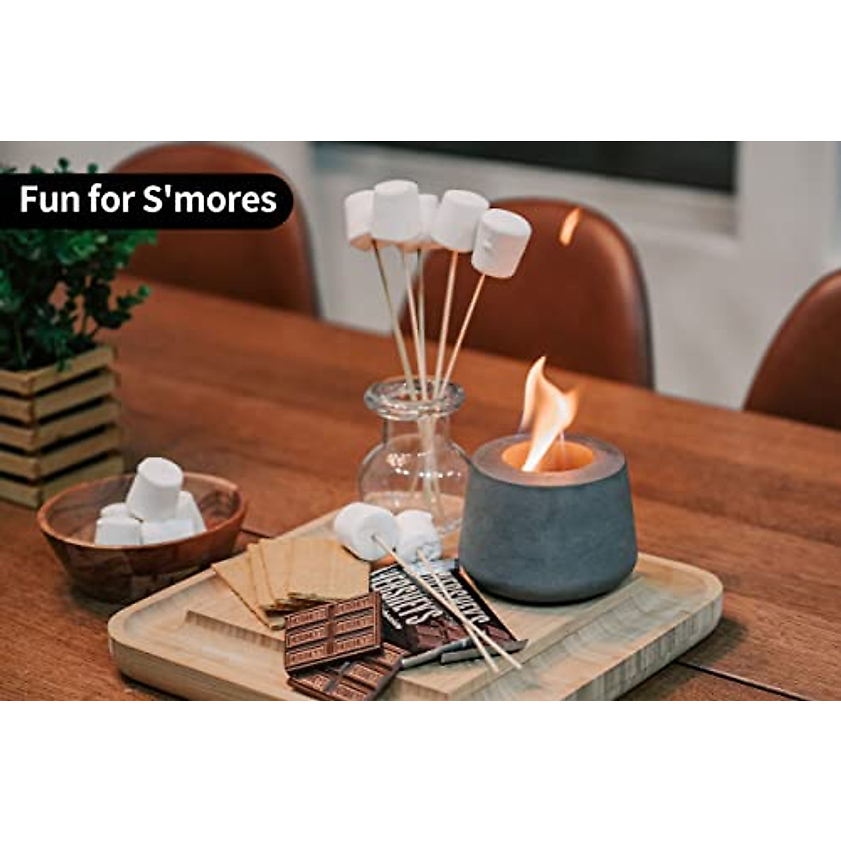 Kante Concrete Tabletop Fire Pit with 7.2" Light Gray Base, Ethanol Fire Pit for Indoor&Outdoor, Portable Rubbing Alcohol Tabletop Fire Bowl, Mini Fireplaces for Smores Maker (Round)