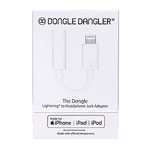 Dongle Dangler 3.5mm Headphone Jack Adapter - Works with iPhone -14/14 Pro/13/13 Pro/ 12/12 Pro Max/ 11/11 Pro/ 11 Pro Max/XS/XS Max/XR/X/ 8/8 Plus/ 7/7 Plus - MFi Certified Adapter (Cable-1 Pack)