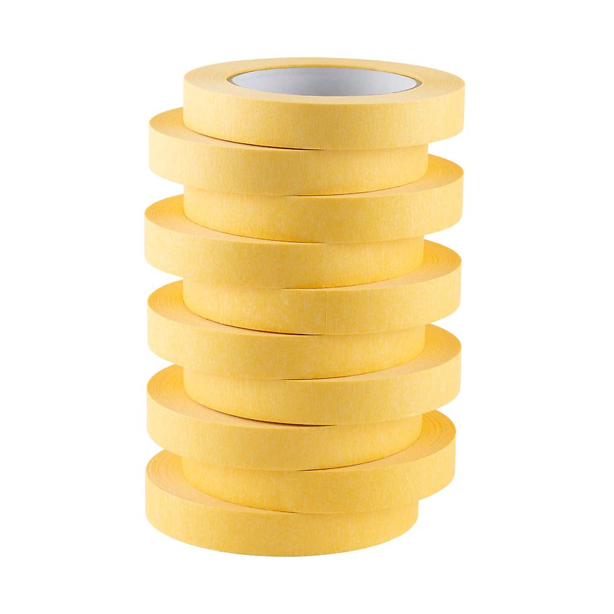 Lichamp 10-Pack Automotive Refinish Masking Tape Yellow 18mm x 55m, Cars Vehicles Auto Body Paint Tape, Automotive Painters Tape Bulk Set 0.7-inch x 60 Yards x 10 Rolls