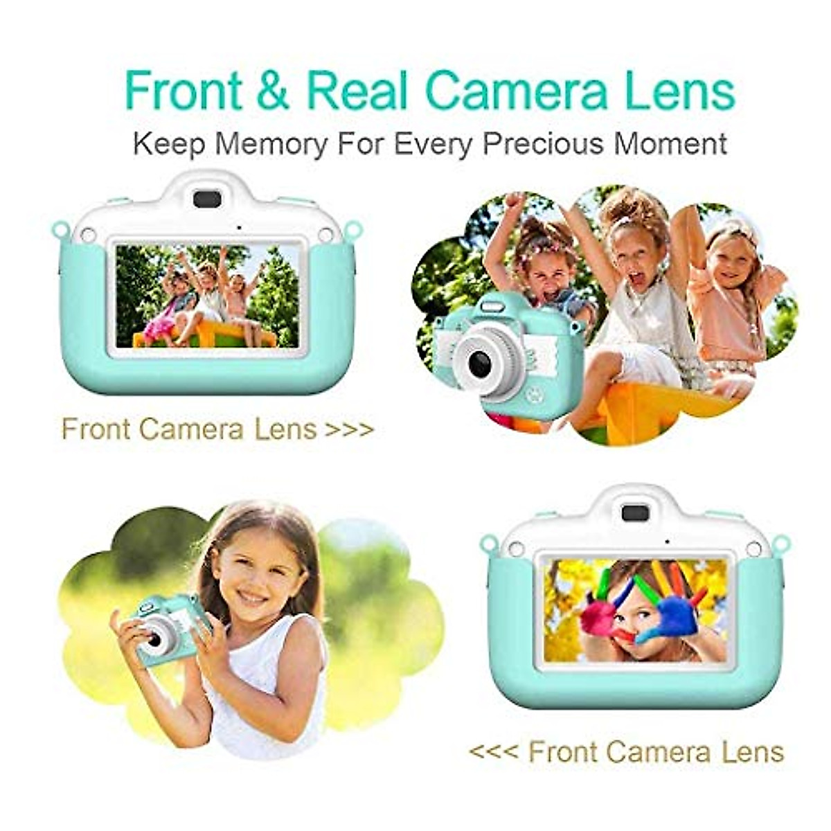 LKYBOA Kids Camera, Digital Camera for Kids Gifts, Camera for Kids 3-10 Year Old 3.0 Inch Touch Large Screen with 16GB SD Card, USB Charging Kids Camera (Color : Blue)