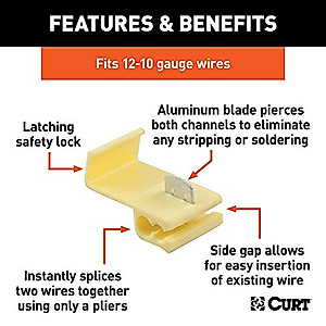 CURT 59905 12-10 Gauge White Scotch Snap Lock Wire Connectors, 100-Pack