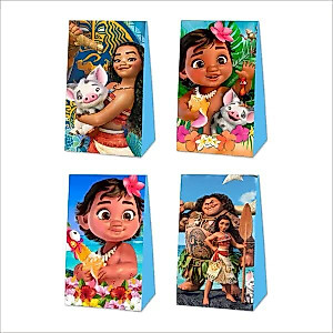 12 Pieces Moana Themd Children Birthday Party Favors Gift Bags Moana Themed Candy Bags for Children Baby Shower Decorations (moana)