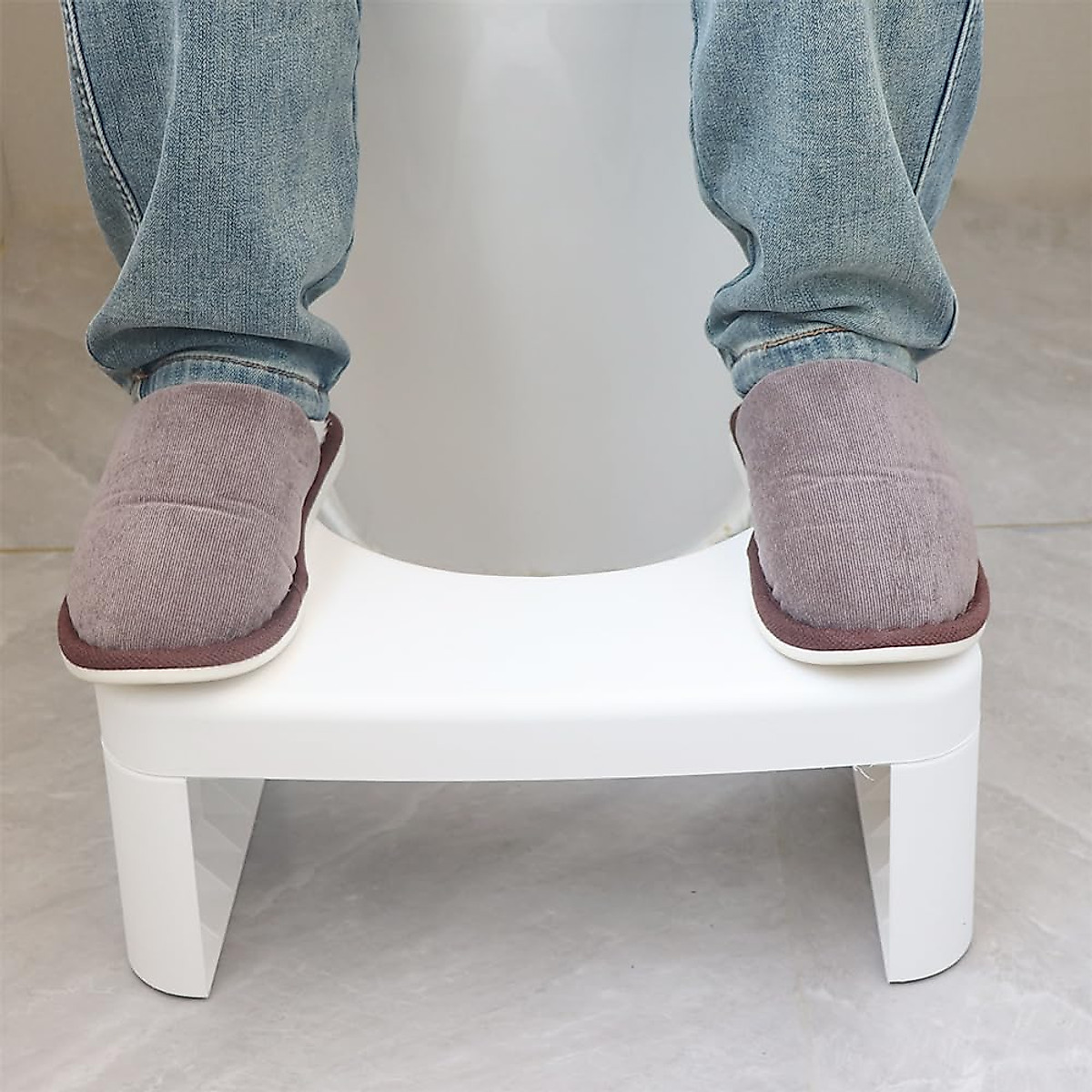 Folding Toilet Stool, Foldable Squatting Stool Poop Stool, Bathroom Toilet Potty Stool, Splicable Poop Stool | Bathroom Accessories | Foot Stool (White Toilet Stool)