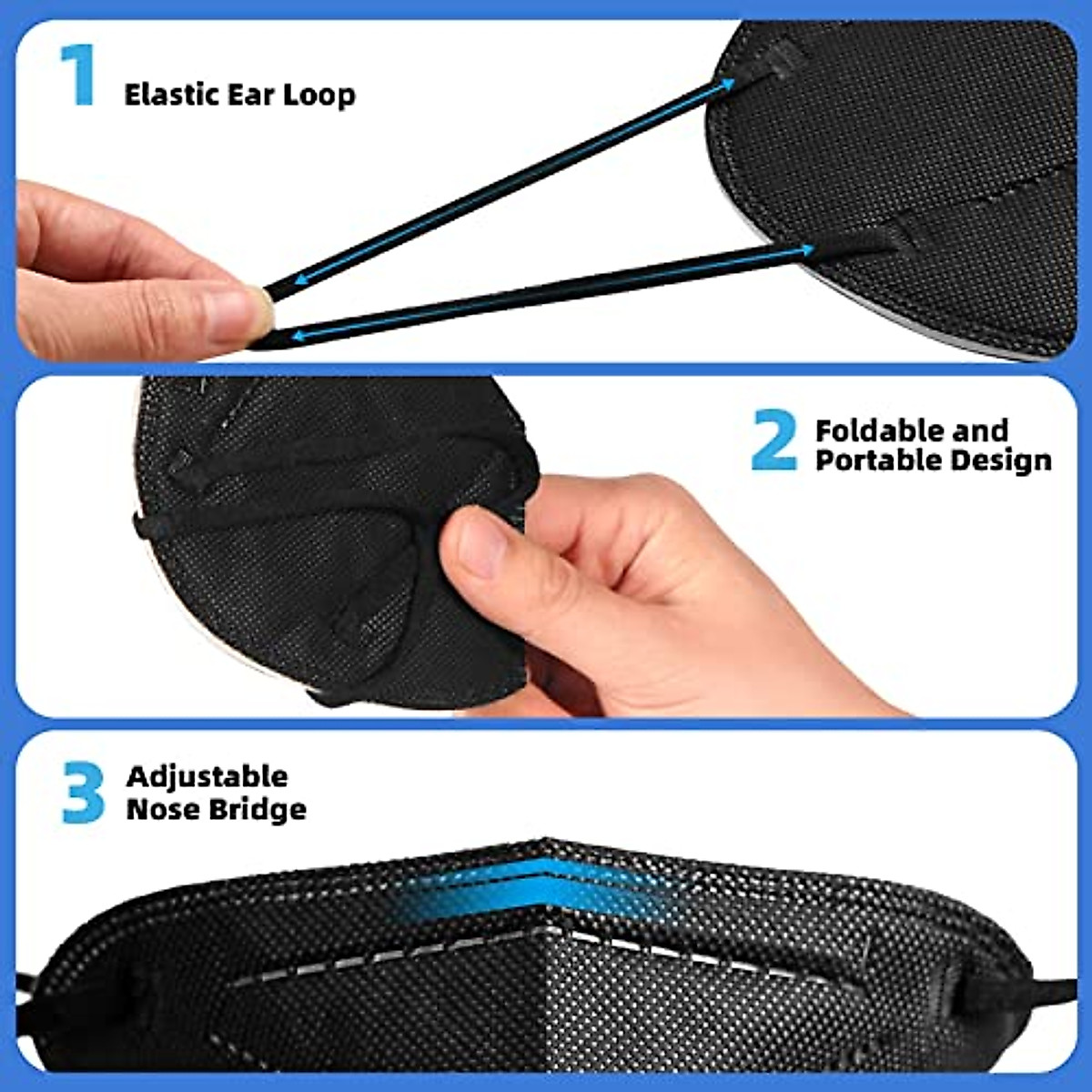 KANGDUN FFP2 Mask 20Pcs, 5 Layer Cup Dust Safety Masks FFP2 Face Mask, Disposable Particulate Respirator Against PM2.5, Fire Smoke for Men, Women, EN 149:2001+A1:2009 FFP2 NR Black