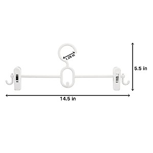 Tosnail 20 Pack Plastic Pants Skirt Hangers with Clips and Stackable and Strap Hooks, Cascading Hangers Space Saving Hanger for Closet or Laundry Use - White
