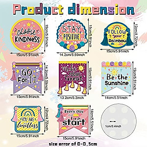 48 Pcs Boho Positive Sayings Accents Rainbow Theme Bulletin Board for Classroom Inspirational Quote Motivational Positive Sayings Cutouts for Rainbow Classroom Decor