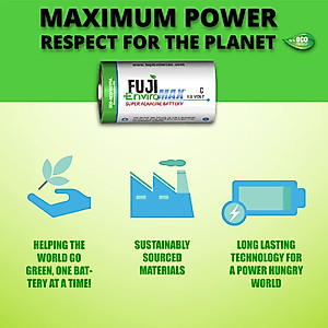 Fuji Enviromax 4200BP2 EnviroMax C Super Alkaline Batteries, 2 pk, White, 2 CT