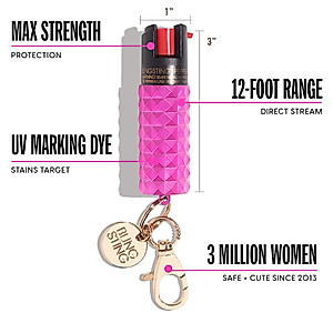 BLINGSTING Pepper Spray Keychain for Women Pink