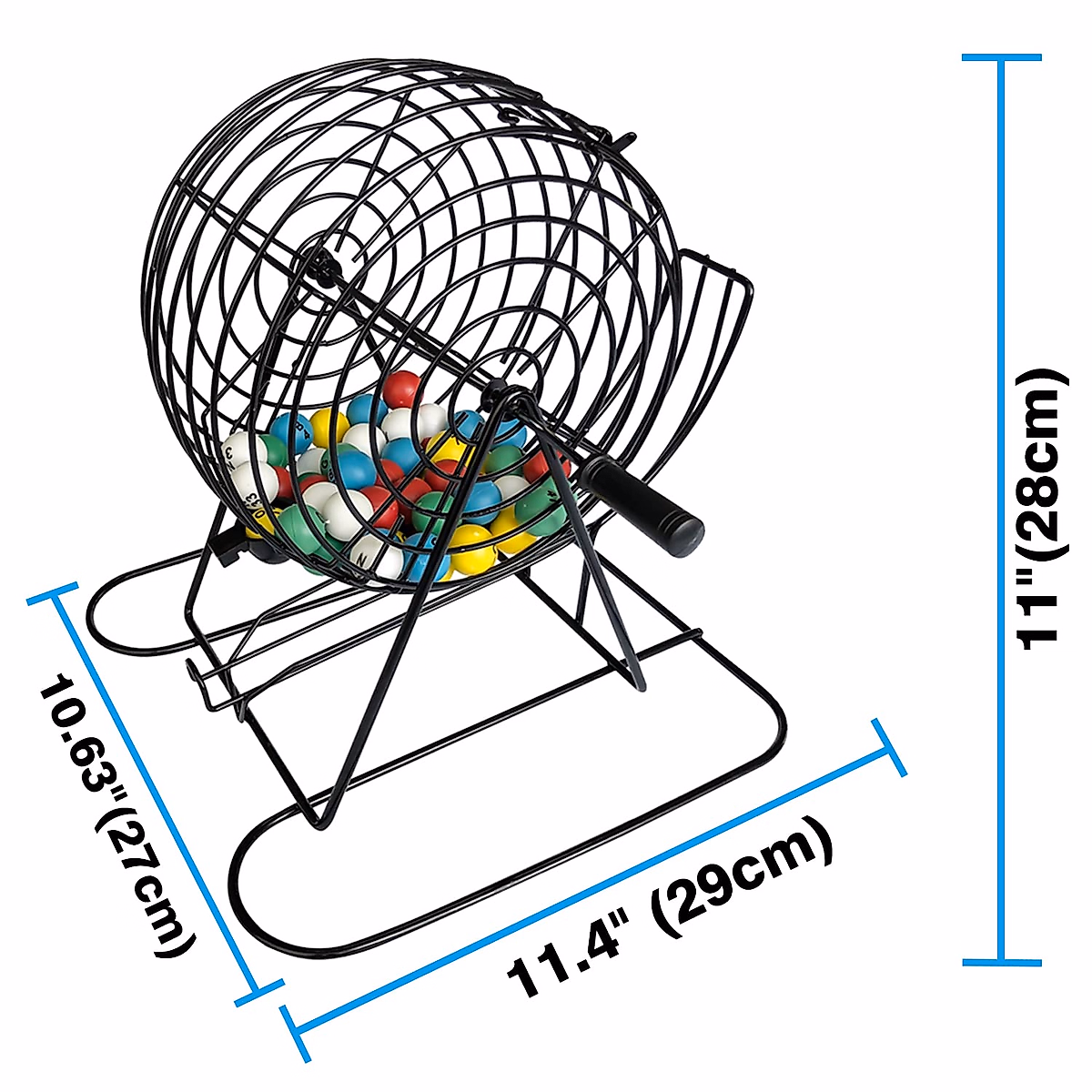 Yuanhe Jumbo Bingo Game Set - 11 Inch Tall Metal Cage with Calling Board, 7/8" Bingo Balls, 500 Bingo Chips,100 Bingo Cards for Large Group Games …
