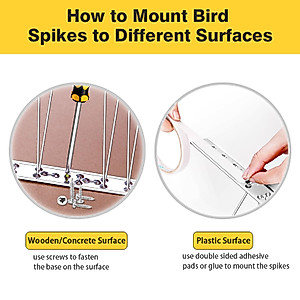 REMIAWY Bird Spikes for Pigeons Small Birds, Bird Deterrent Spikes for Outside to Keep Birds Squirrel Cat Away, Stainless Steel Anti Bird Repellent Spikes 5 Strips 4 Feet