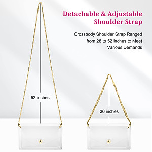 Mossio Clear Purses for Women, Chain Shoulder Handbag Cute for Sports Concert Prom Party Present (Gold Chain)