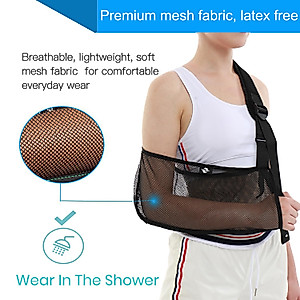Mesh Arm Shoulder Sling - Medical Immobilizer for Shower Adjustable Torn Rotator Cuff Injury Right Left Men Women Elbow, Wrist (updated version 2)