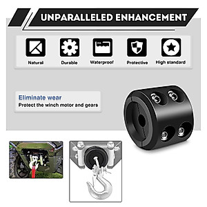 Winch Stopper for Cable. Truck UTV ATV Rubber Winch Cable Stopper, Protects Towing Hook, Synthetic Rope, Cable Line from Wear or Damage, Hawse, Bumper. Quick Installation with Tools. (black)