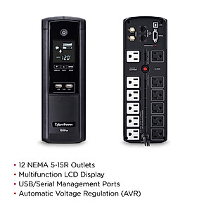 CyberPower BRG1500AVRLCD Intelligent LCD UPS System, DISCONTINUED