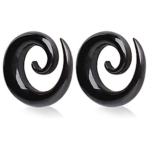 Pierced Owl Natural Organic Buffalo Horn Spiral Taper Plugs, Sold as a Pair (8mm (0GA))
