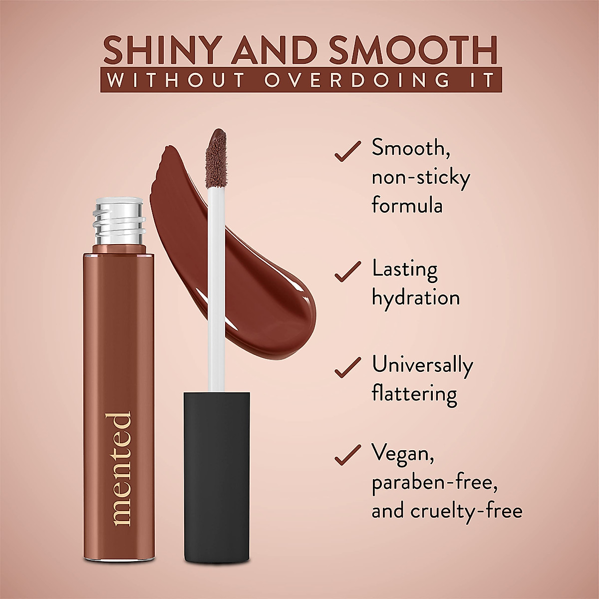 Mented Cosmetics Lip Gloss for Women Tinted Lip Balm Stain, Long Lasting Buildable Moisturizing Lipgloss Lipstick Topper, Made in USA, Cruelty Free Vegan Makeup, Send Nudes