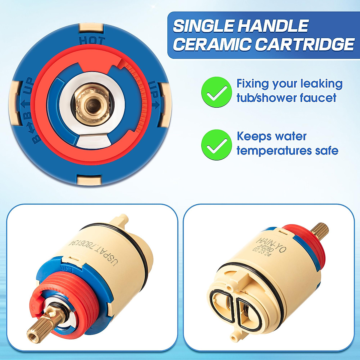 Enhon Pressure Balance Ceramic Disc Cartridge Replacement for OP-340009, Faucet Cartridge Replacement Compatible with Olympia Tub and Shower Valves