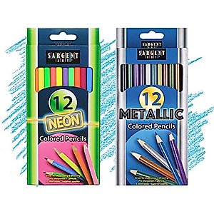 Sargent Art Neon & Metallic Collored Set pencils, Assorted