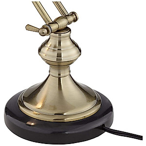 Regency Hill Traditional Piano Banker Desk Lamp 12" High Antique Brass Gold Metal Shade Adjustable Arm Decor for Living Room Bedroom House Bedside Nightstand Home Office Reading Family