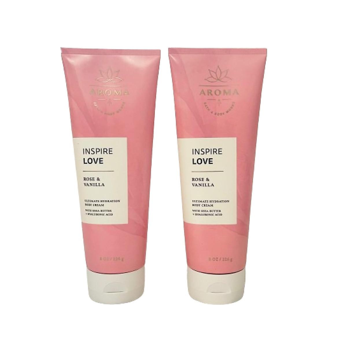 Bath and Body Works Aromatherapy Love Rose Vanilla Ultimate Hydration Body Cream 8 Oz. 2 Pack (Rose Vanilla)