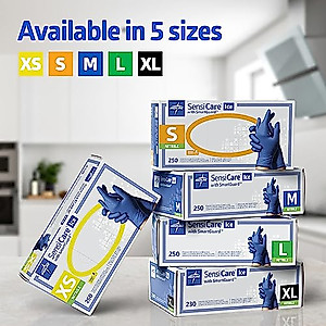 Medline SensiCare Ice Blue Nitrile Exam Gloves,Dark Blue