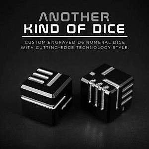 AKO DICE I - Black - Custom Metal dice Version 1 by AKO Dice. 16mm D6 Game dice with Redesign Concept. (Black)