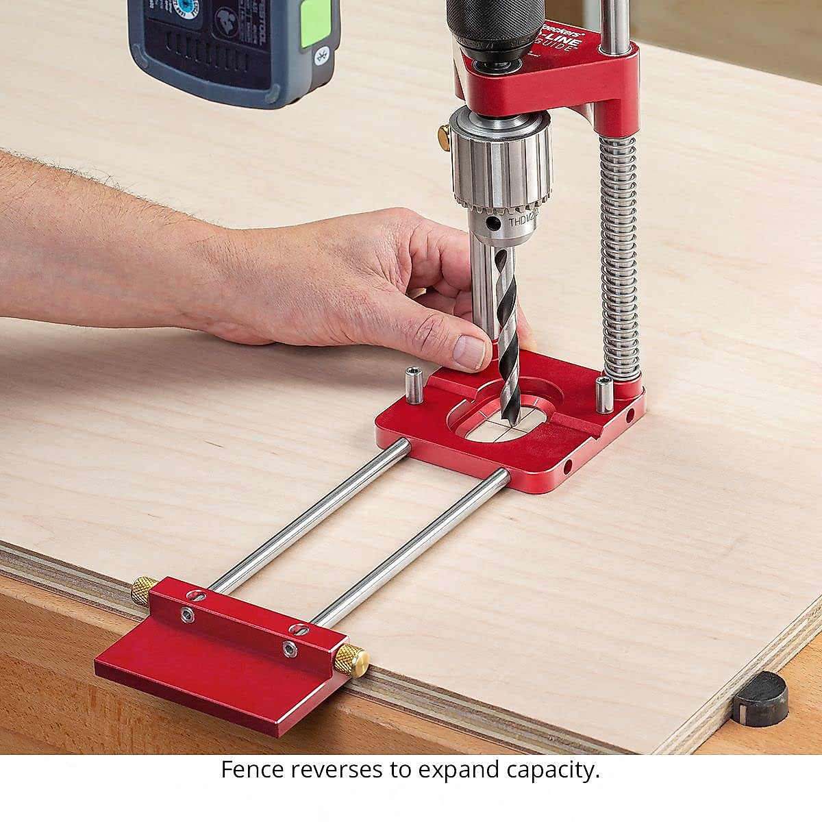 Woodpeckers Auto Line Drill Guide, Portable Drill Guide, Drill Up To 2 Inch Holes, Versatile Base and Fence System