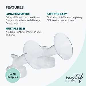 Motif Medical, Luna Breast Shields Flanges, Replacement Parts for Luna Breast Pump (16mm)