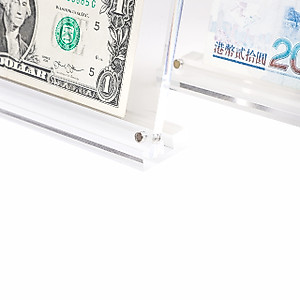 IEEK Acrylic Dollar Bill Frame Currency Holder Clear Paper Money Holders for Collectors Currency Ticket Protector Dollar Bill Display Stand,7.3 x 3.5 Inch,2 Pack