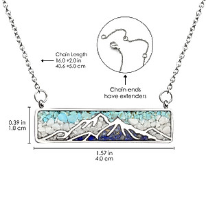 LaurenSpencer Gemstone Mountain Necklace for Women White Howlite Turquoise Tumbled Chips Pendant Necklace Dainty Mountain Range Necklaces for Women Girls Nature Jewelry Gift, Stainless Steel,