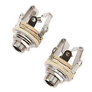 6Pcs Yootones 6.35mm Guitar Input Jack TS Mono Panel Mount Socket with Washer & Nut Solder Type Compatible with Electric Guitar Bass